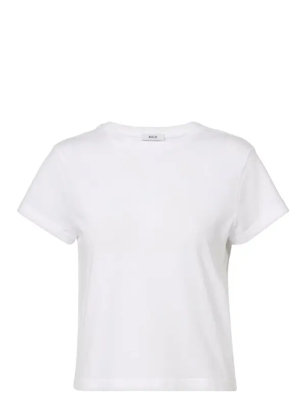 AGOLDE Cropped Cotton Jersey T-shirt - White