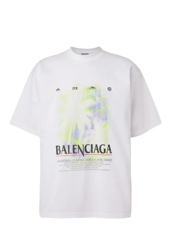 Balenciaga Printed Cotton Jersey T-shirt - White