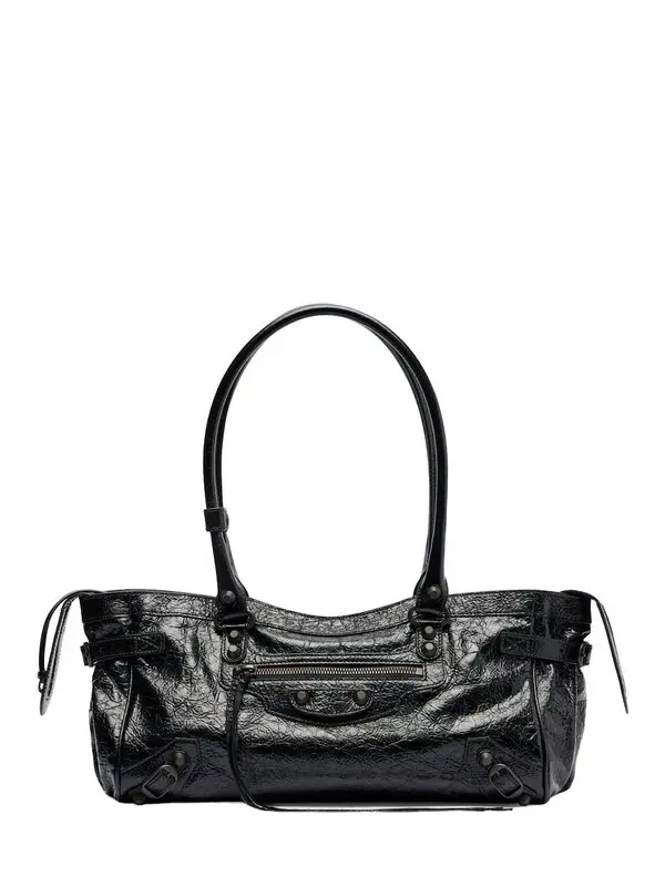 Balenciaga Le City East-west Leather Shoulder Bag - Black