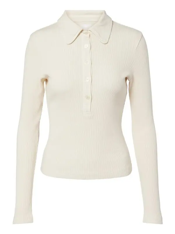 Citizens Of Humanity Brea Ribbed-knit Jersey Polo Shirt - White