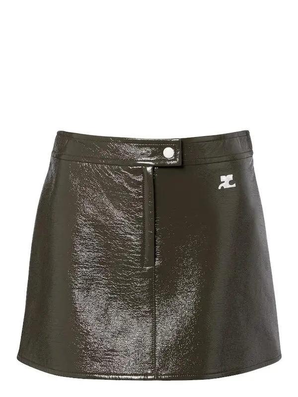 COURREGES Courrèges Vinyl Cotton-blend Miniskirt - Brown