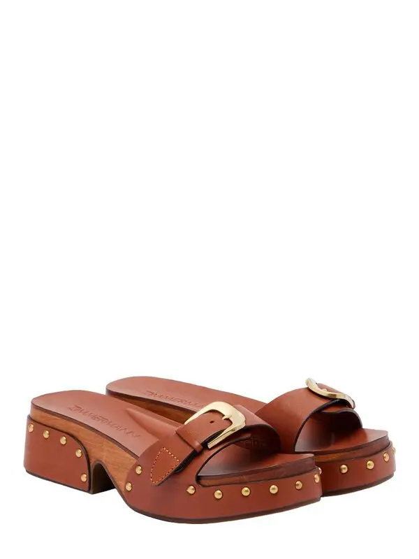 Zimmermann Alight Leather Mules - Brown