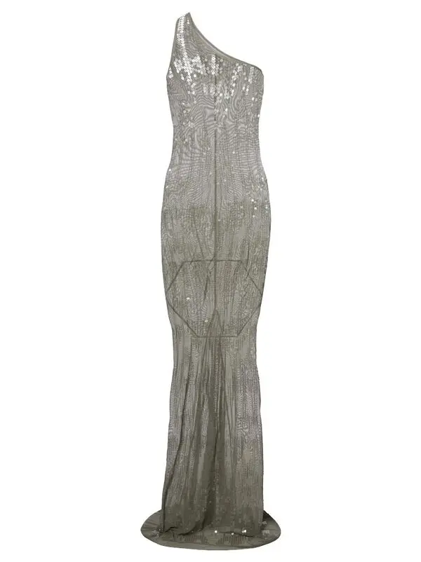 Rick Owens Sequined Sheer Tulle Gown - Green