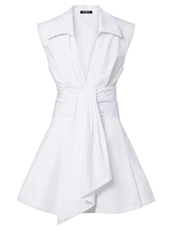 Balmain Cotton Poplin Shirt Dress - White