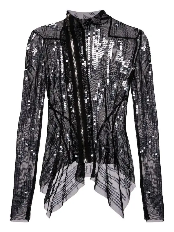 Rick Owens Sequined Tulle Jacket - Black