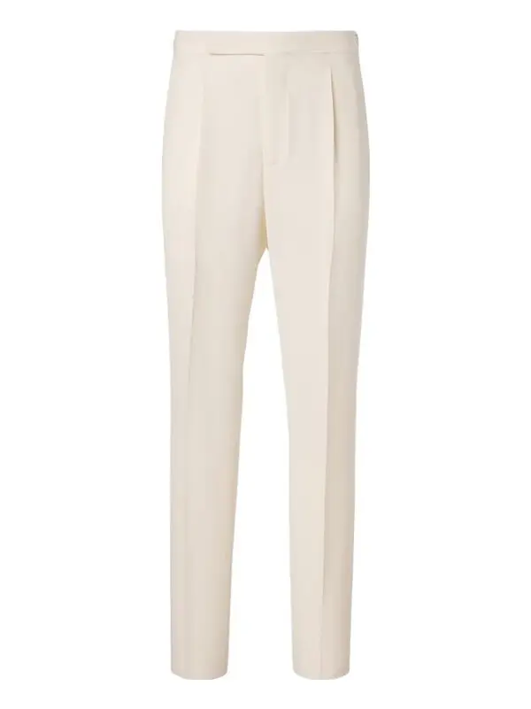UMIT BENAN Pietro Silk And Cotton-blend Suit Pants - White