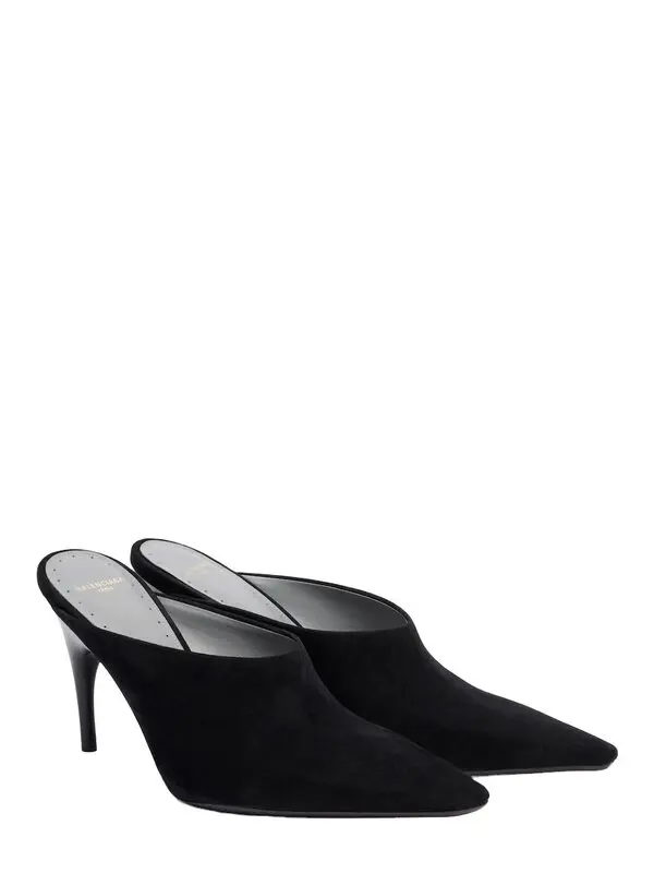 Balenciaga Duchesse Suede Mules - Black