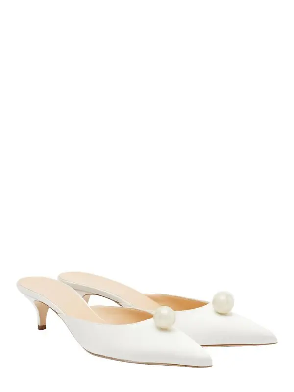 Magda Butrym Faux Pearl Satin Mules - White