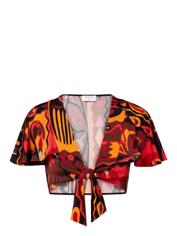 Emilio Pucci Kwango Jersey Satin Crop Top - Orange