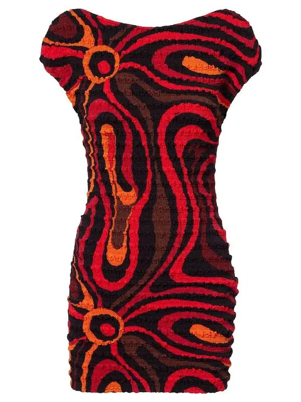 Emilio Pucci Marmo Smocked Minidress - Orange