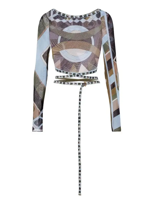 Emilio Pucci Vivara Tulle Crop Top - Multicoloured