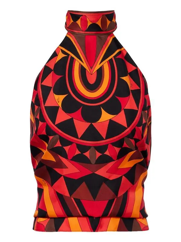 Emilio Pucci Silk Twill Top - Orange