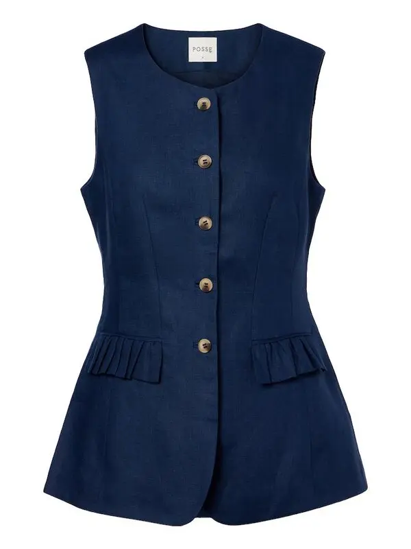 Posse Matilda Linen Vest - Blue