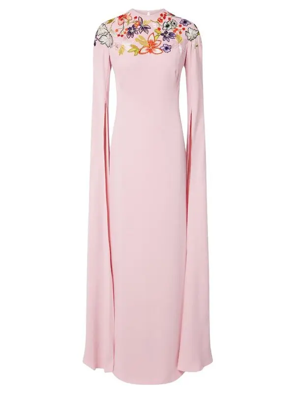 Costarellos Embroidered Gown - Pink