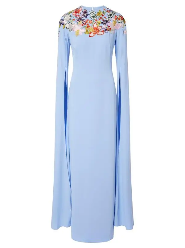 Costarellos Embroidered Gown - Blue