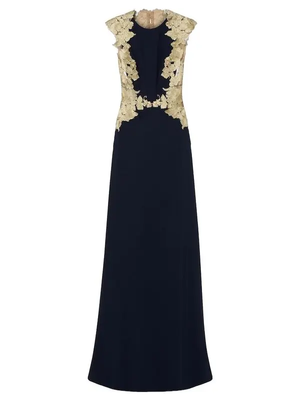 Costarellos Embroidered Gown - Blue