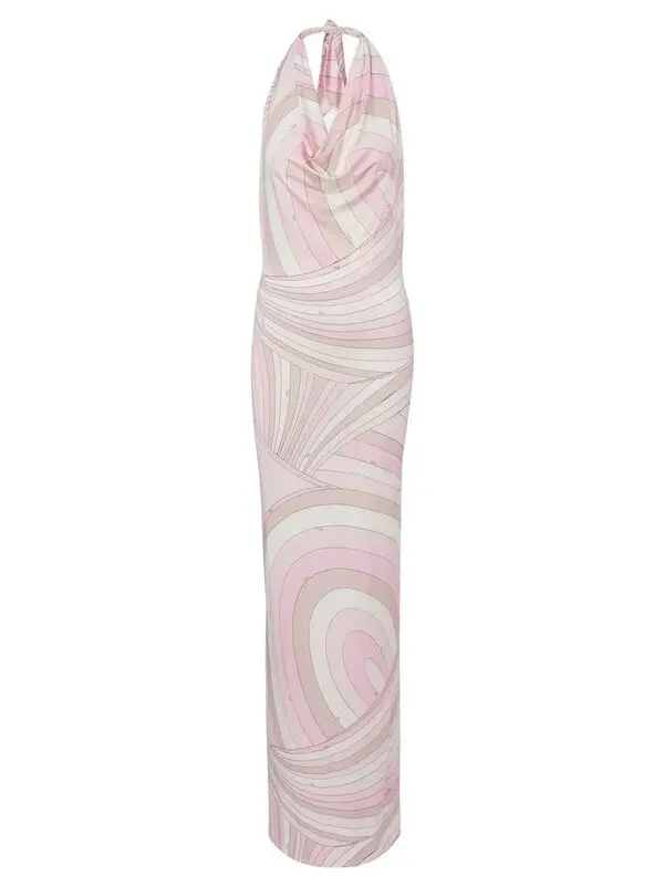Emilio Pucci Iride Halterneck Satin Jersey Maxi Dress - Pink