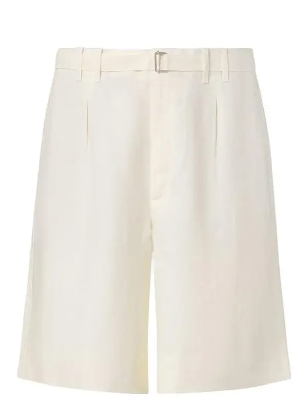 STOFFA Belted Linen Bermuda Shorts - White