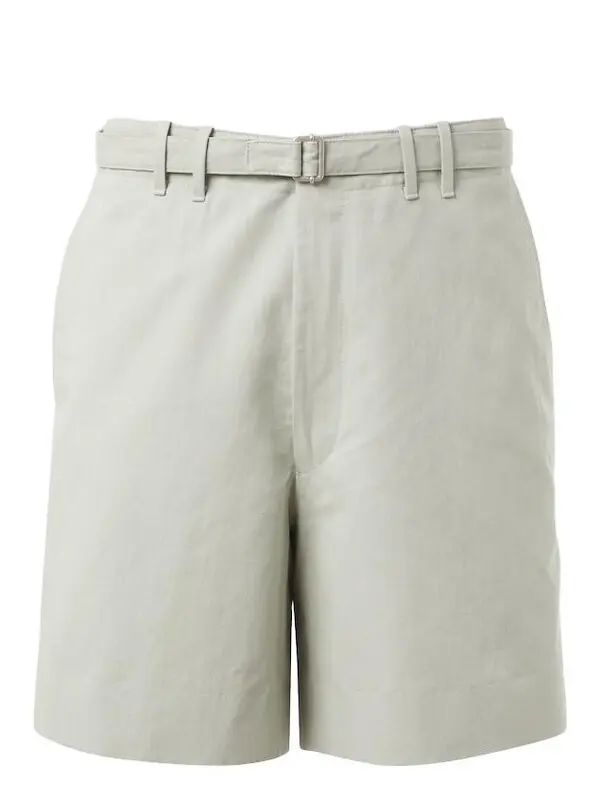 STOFFA Stòffa Belted Cotton And Linen Shorts - Grey