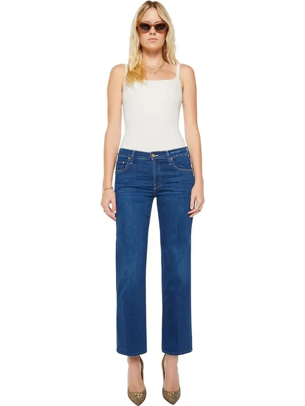MOTHER The Mid Rise Rambler Zip Flood Jeans - Blue