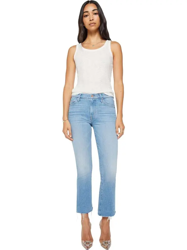 MOTHER The Outsider Flood Fray Jeans - Light Blue