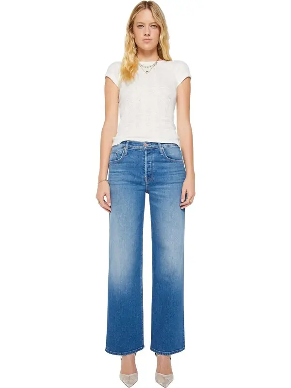 MOTHER The Rerun Sneak Kissing The Caddy High-waisted Wide-leg Jeans - Blue