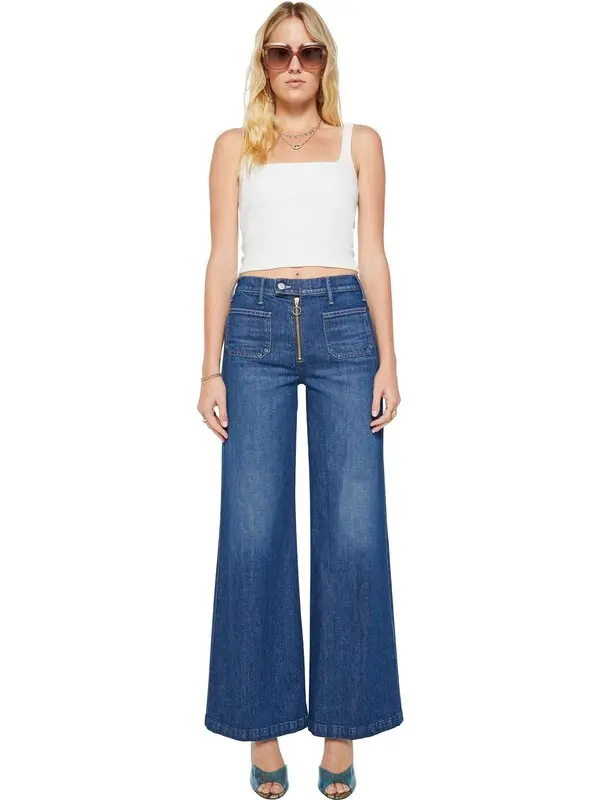 MOTHER The Patch Pocket Hustler Roller Exposed Zip Heel Jeans - Blue