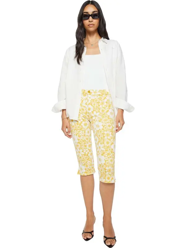MOTHER The Stunner Zip Bunny Snip Floral Jeans - Yellow