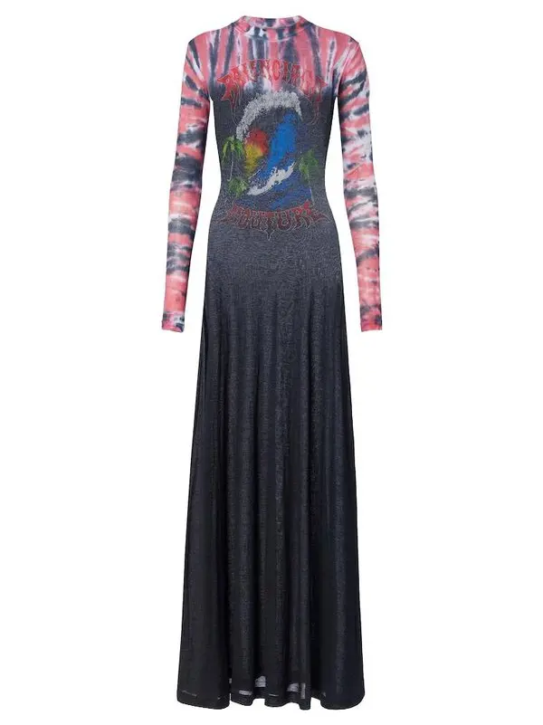 Balenciaga Printed Tie-dye Cotton-blend Jersey Maxi Dress - Multicoloured