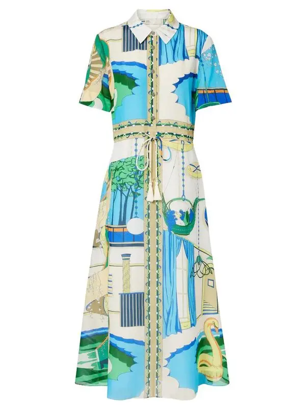 Tory Burch Printed Silk And Cotton Shirt Dress - Multicoloured
