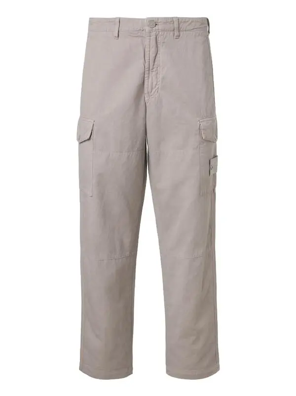 Stone Island Cotton And Linen Canvas Cargo Pants - Grey