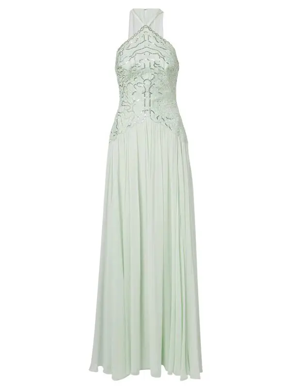 Elie Saab Sequined Silk-blend Gown - Green