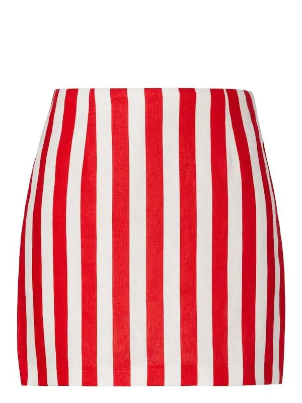 Posse Alice Striped Linen Miniskirt - Red