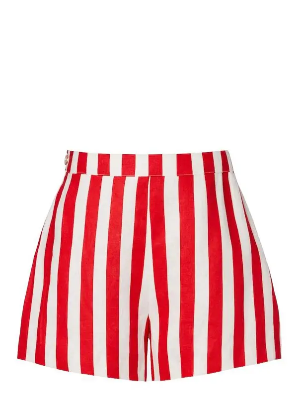 Posse Perri Striped Linen Shorts - Red