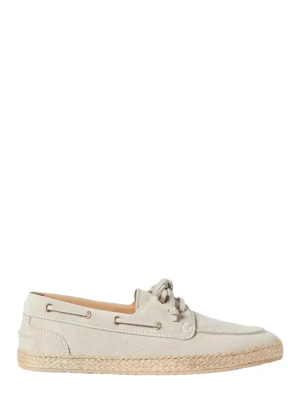 Brunello Cucinelli Suede Boat Shoes With Rope Insert - Neutrals