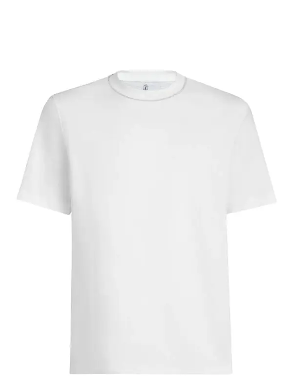 Brunello Cucinelli Cotton Jersey T-shirt With Piping - White