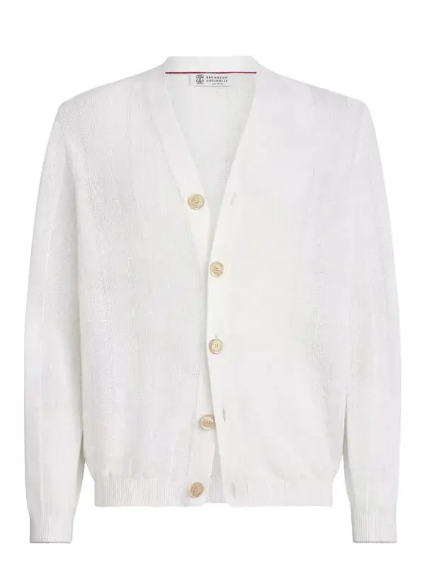 Brunello Cucinelli Textured Rib Cardigan - White