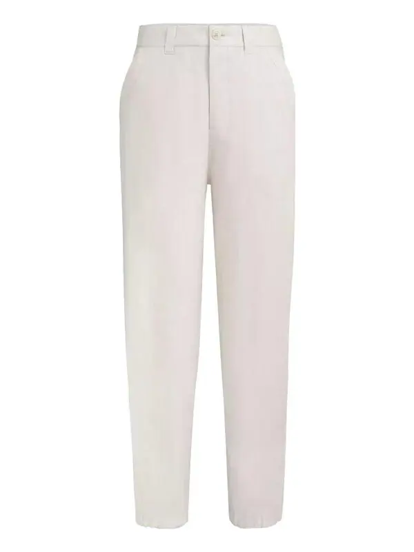 Brunello Cucinelli Linen Micro Chevron Drawstring Trousers - Neutrals