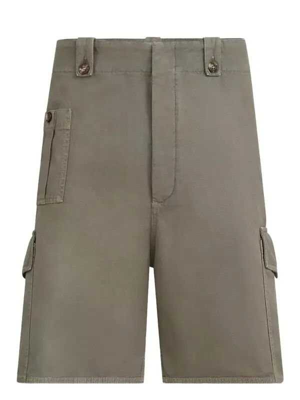 Brunello Cucinelli Cotton And Linen Canvas Bermuda Shorts With Cargo Pockets - Green