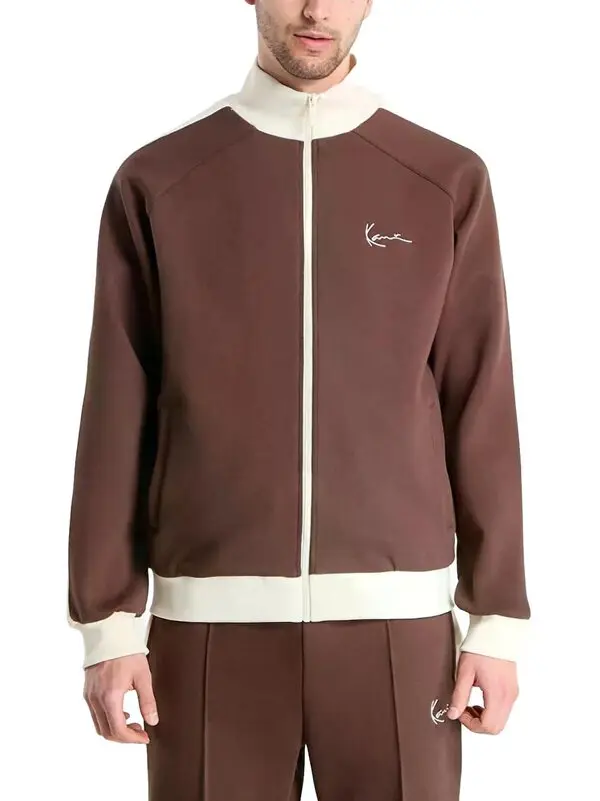 KARL KANI Striped Zip-up Sweatshirt - Brown