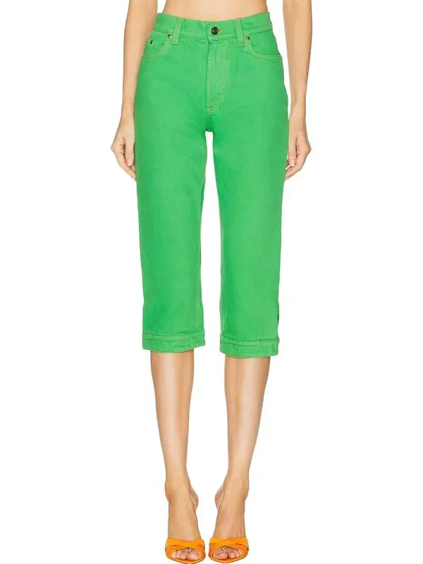 Versace High Waist Skinny Leg Jeans With Contrast Stitching - Pale Green