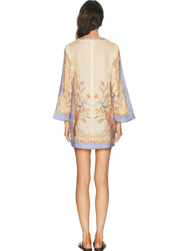 Zimmermann Indra Tunic Mini Dress - Biscuit Scarf Floral