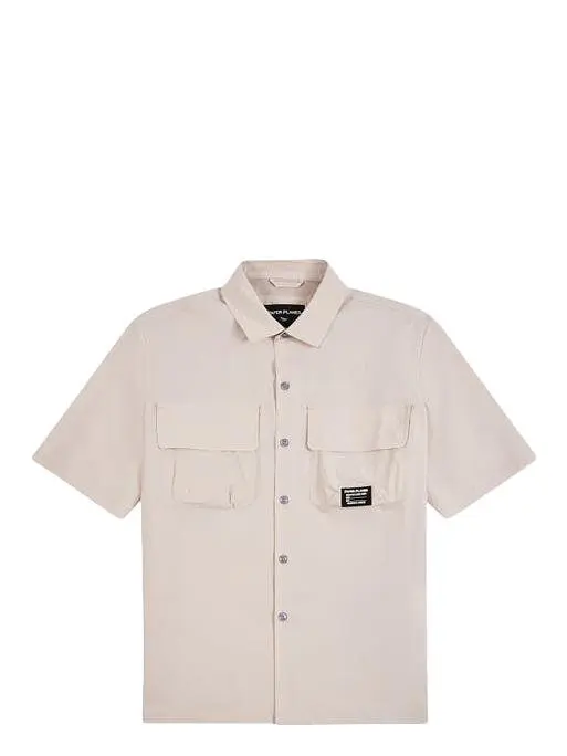 PAPER PLANES Utility Short Sleeve Button-up Shirt - Sand