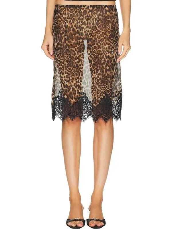 NILI LOTAN Thea Lace Skirt - Vintage Leopard Print