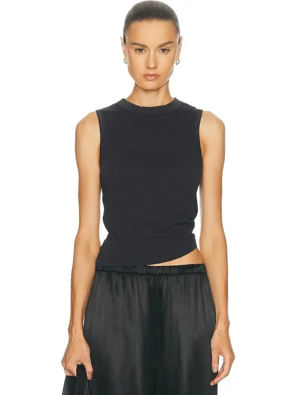 SKIMS Worn In Jersey High Crew Tank Top - Washed Onyx