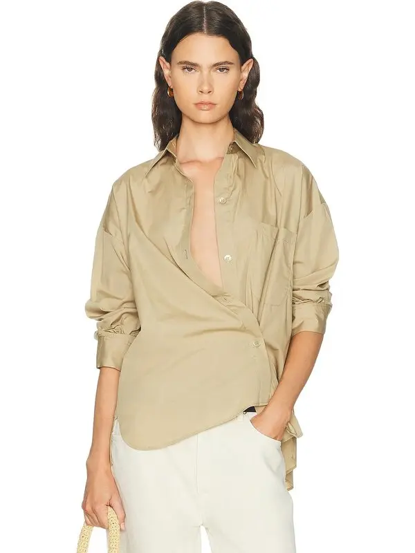 TWP Earl Button Down Top - Olive Grey