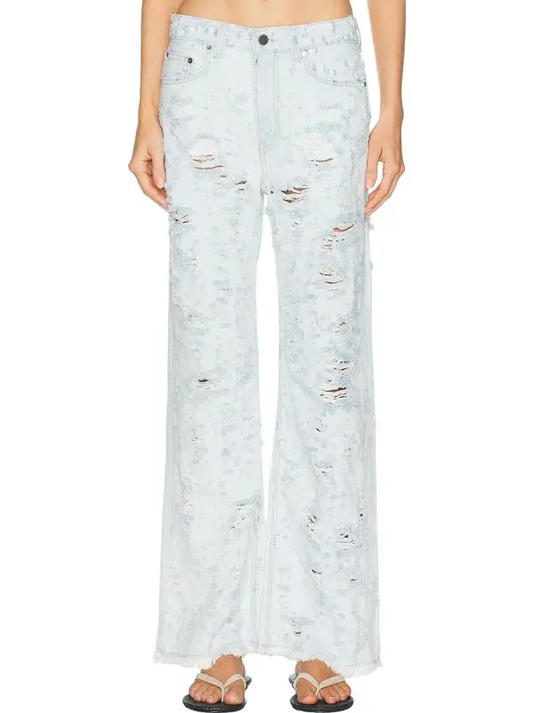 HAIKURE Winny Wide Leg Jeans - Light Blue Destroy