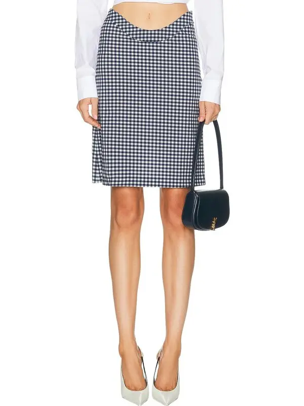 JEAN PAUL GAULTIER Curved Waistband Mini Skirt - Navy & White