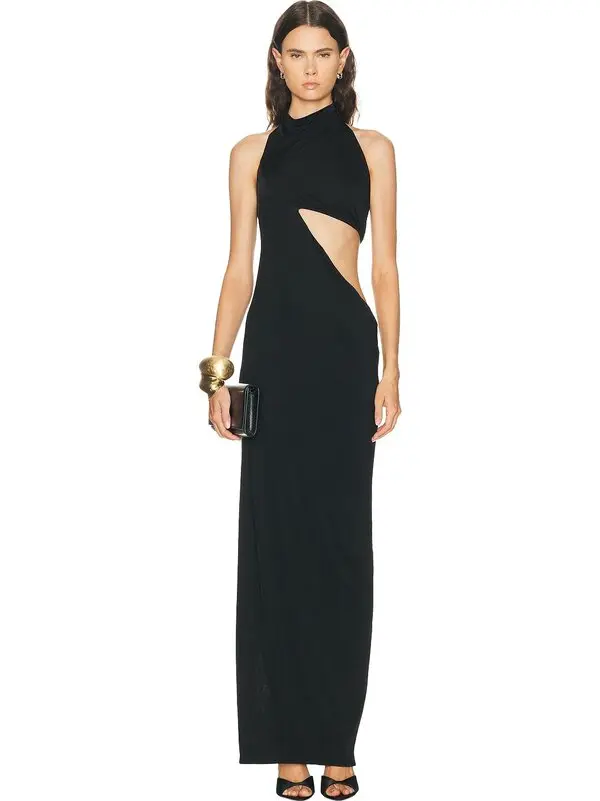 MAY MASHIAH Lia Halterneck Cut-out Dress - Black
