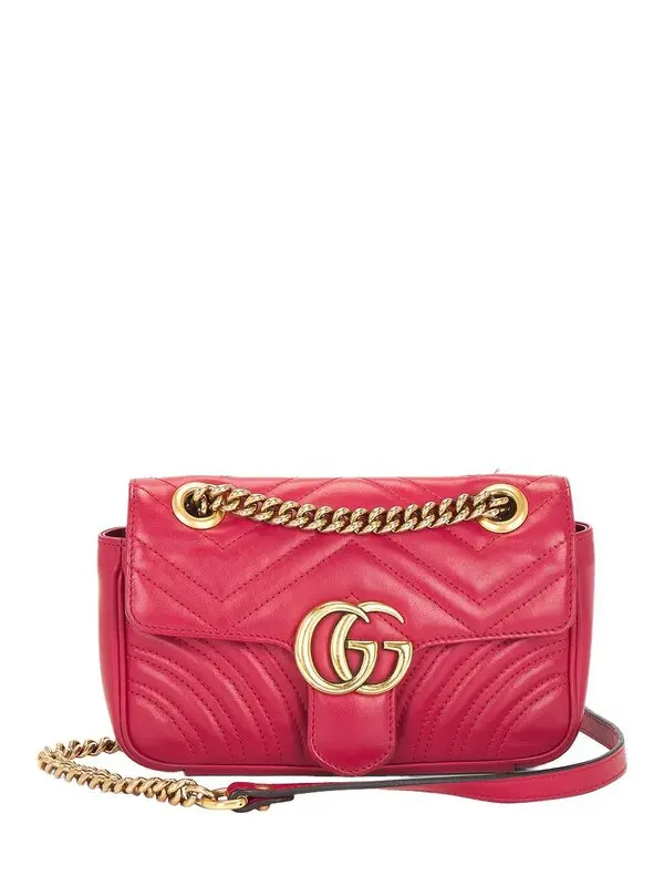 Gucci Mini Gg Marmont Shoulder Bag - Hibiscus Red